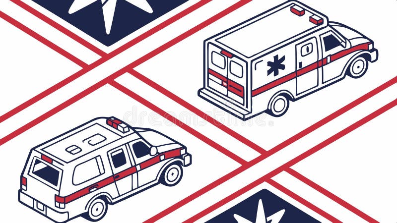 Ambulance and USA Flag, Representing Emergency Services in USA Vector ...