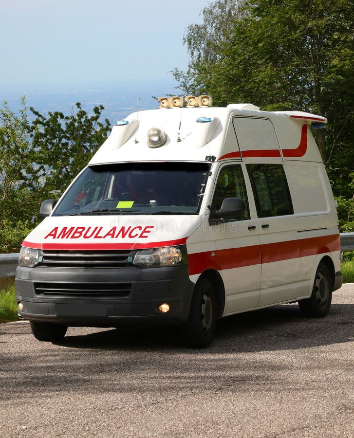 Ambulance Van with Big Text while Responding To an Emergency on the ...