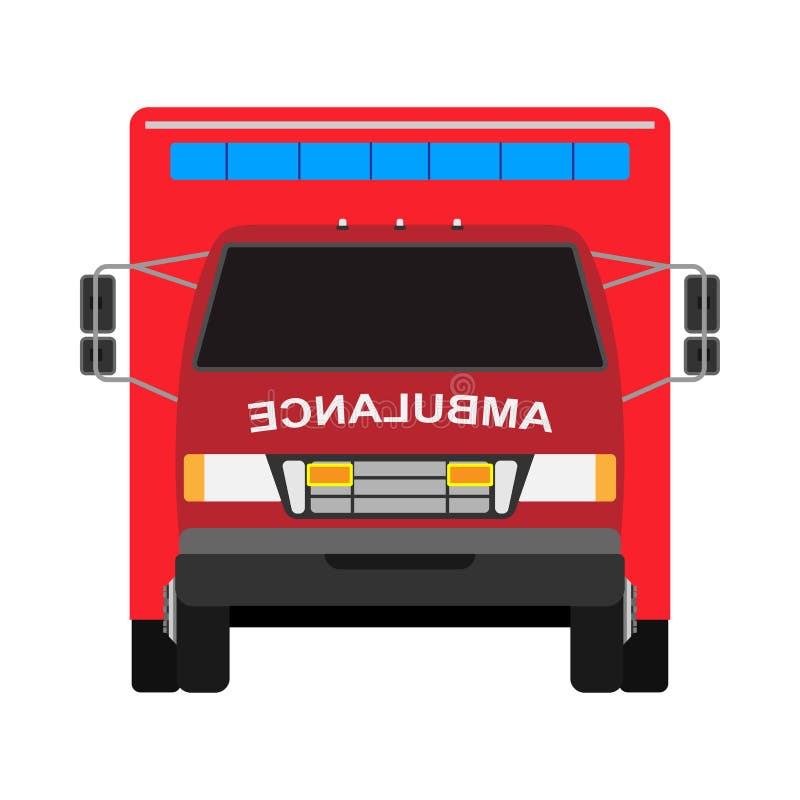 Ambulance Van Flat Vector Top View. Help Emergency Auto Red ...