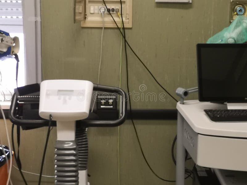 Ambulatory Hospital with Cot and Examination Machine Stock Image ...