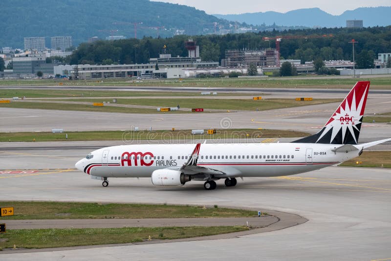 AMC Charter Airlines Airplanes Preparing for Take-off at Day Time in ... AMC Charter Airlines Airplanes Preparing for Take-off at Day Time in ...
