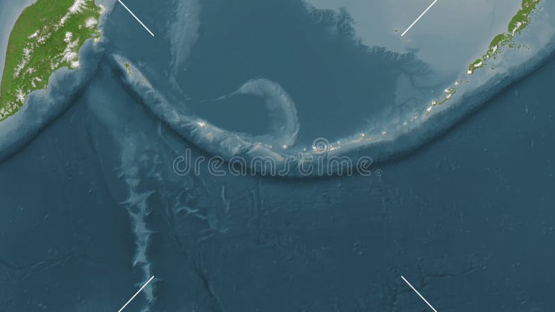 Amchitka Island in the Bering Sea. Satellite Map. Slide Stock Footage ...