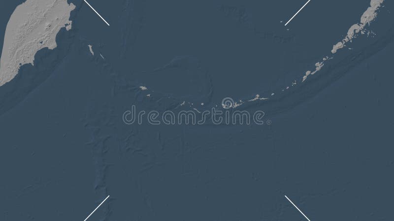 Amchitka Island in the Bering Sea. Steel Blue Map. Slide Stock Footage ...