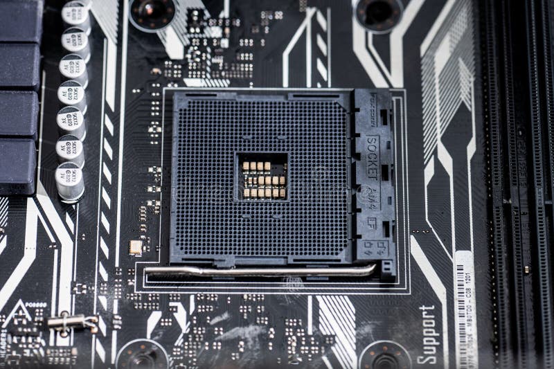 AM4 AMD CPU Socket on a Computer Motherboard.. Editorial Photography ...