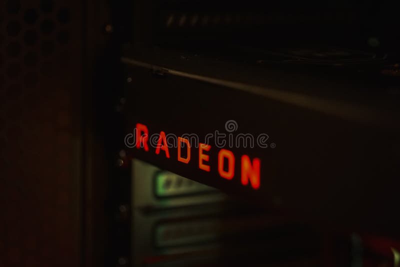 AMD Radeon GPU Lights on Red Editorial Stock Image - Image of radeon ...