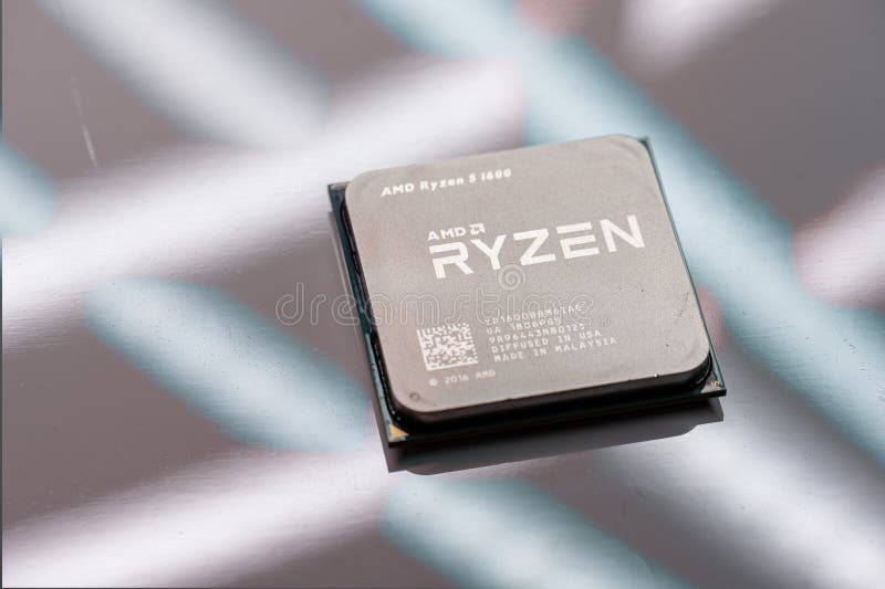 AMD Ryzen 5 CPU Processor on Grey Background.. Editorial Stock Image ...