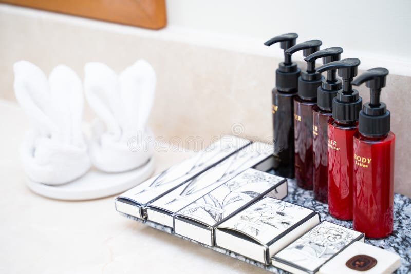 Amenities Shower Set in Bathroom Stock Image - Image of toilet, shampoo ...