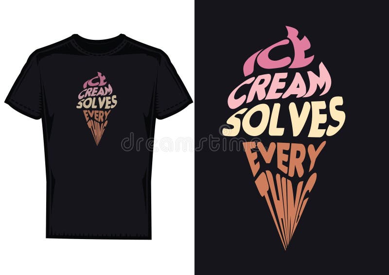 Ice-cream Cone Modern Typography Art T-Shirt Design on EPS File Stock ...