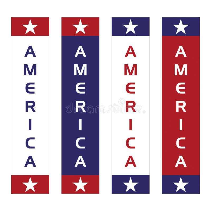 America Banners in Real American Colors on a White Background Stock ...