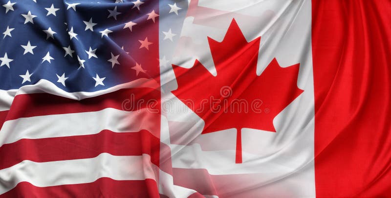 America and Canadian flags stock image. Image of symbolic - 359656789