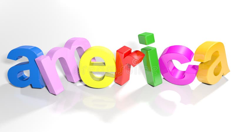 `AMERICA` Written with Blue 3D Letters on Earth and White Background ...