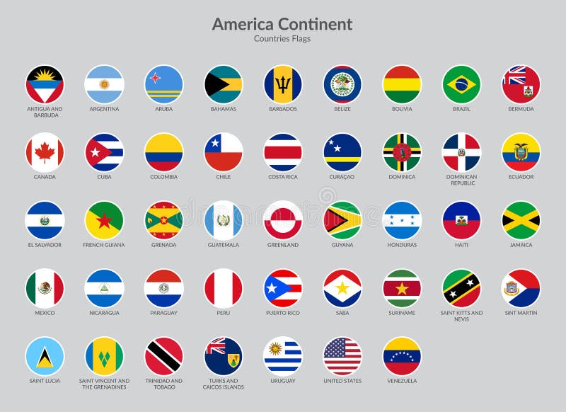 America Continent Countries Flag Icons Collection Stock Vector ...