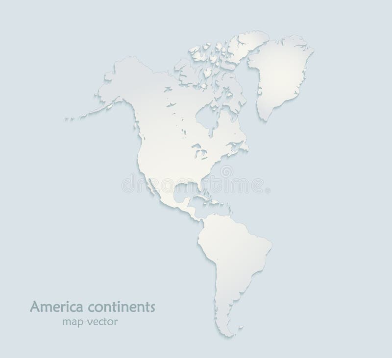 America Continents Map Blue White Paper 3D Stock Vector - Illustration ...