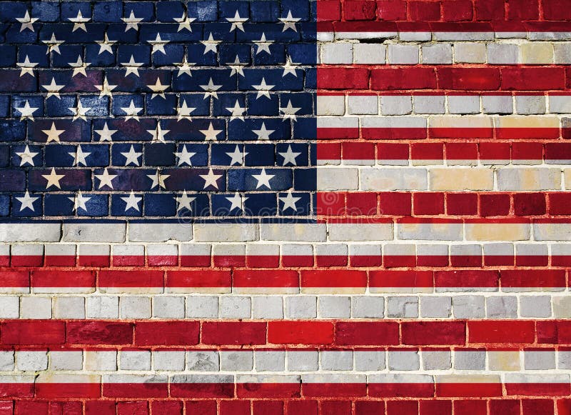 America Flag on a Brick Wall Stock Photo - Image of patriotic, aged ...