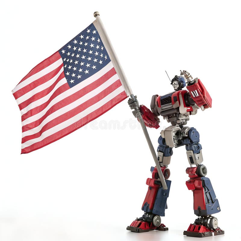 America Flag Robot stock illustration. Illustration of robotic - 356691891