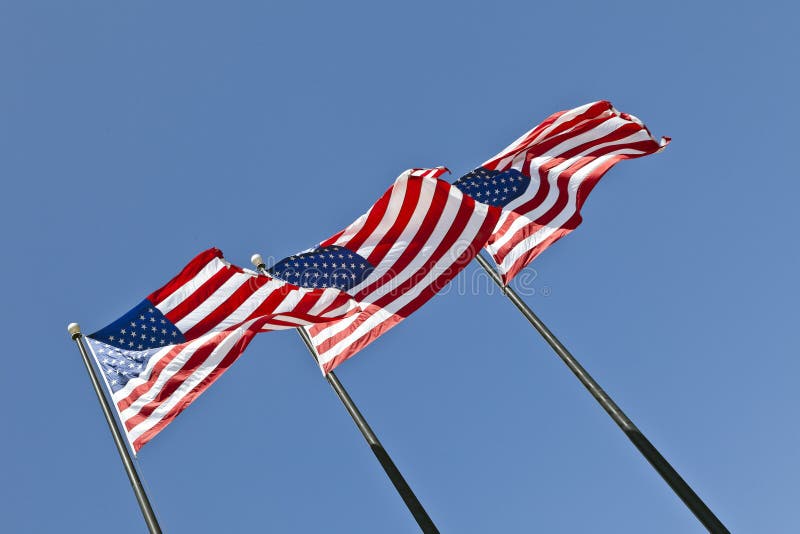 Two American flags. stock photo. Image of independence - 23864100