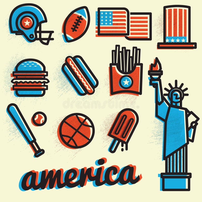America Icon Set. Vector Illustration Decorative Design Stock Vector ...