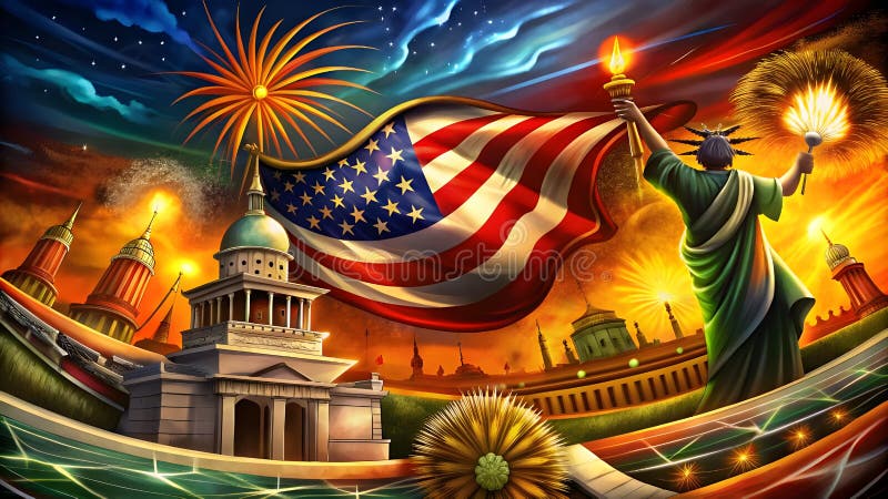 America Independence Background Flag Stock Illustration - Illustration ...