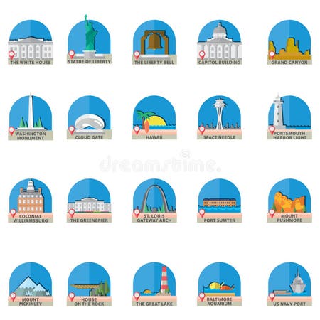 America Landmarks. Vector Illustration Decorative Design Stock Vector ...