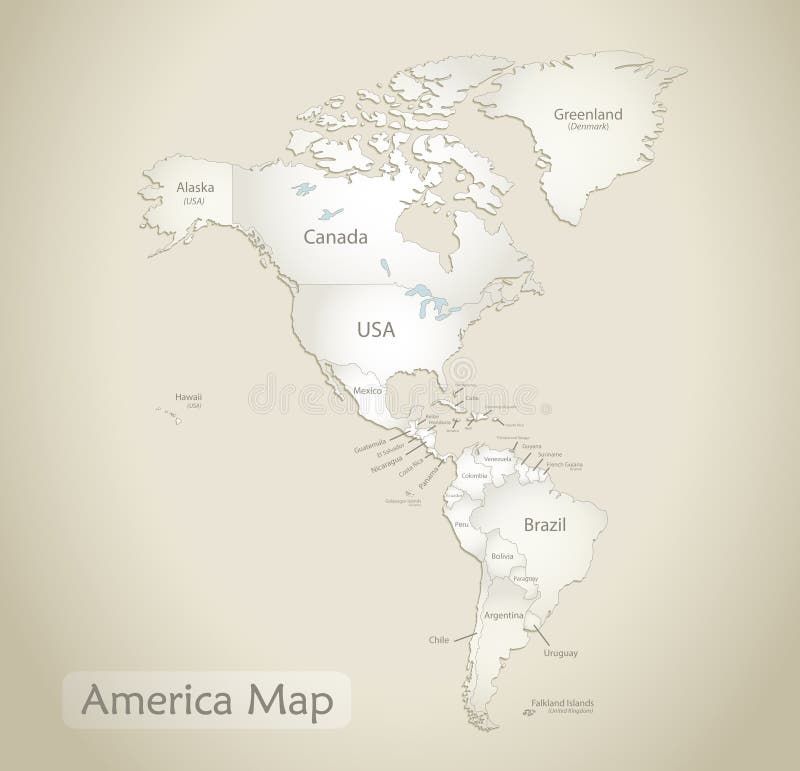America Map, Administrative Division with Names, Old Paper Background ...