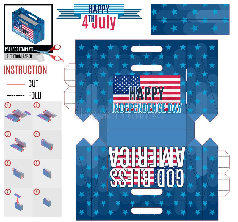 America Package Template with Print and Flag Stock Illustration ...