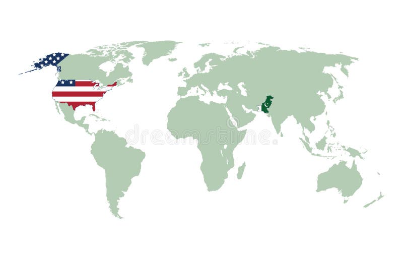 America and Pakistan on World Map Stock Photo - Illustration of ...