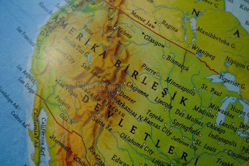 America Political Map with Colored Single States and Countries. Stock ...