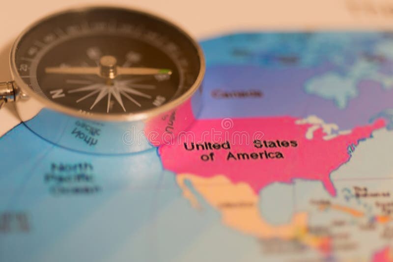 America S Land Map with Compass Stock Photo - Image of border, united ...