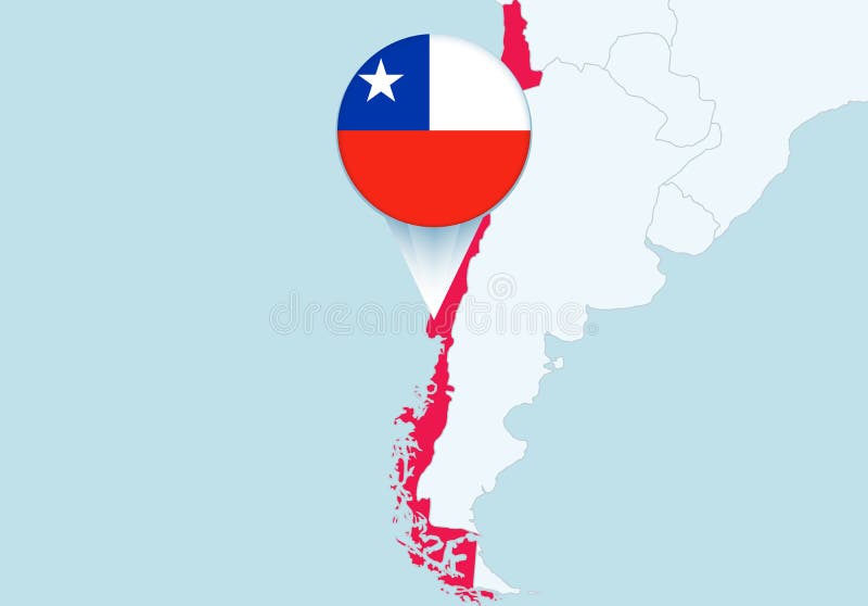 America with Selected Chile Map and Chile Flag Icon Stock Vector ...