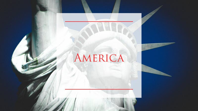 AMERICA Text on Statue of Liberty Presentation Front Page Stock ...