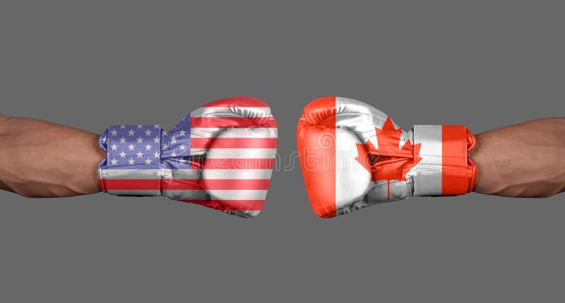 America VS Canada Fight Concept with Flag Gloves, Tariff War Theme ...