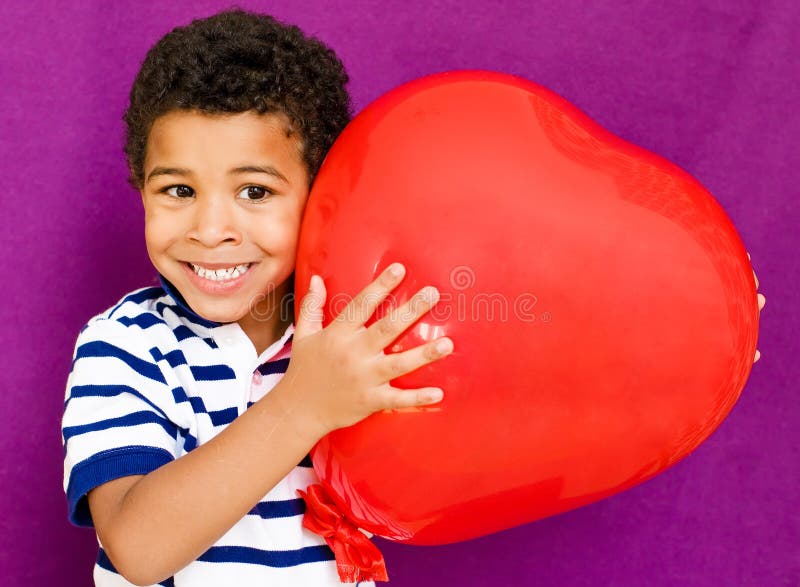 AMerican African Boy with Heart Stock Image - Image of child, smile ...