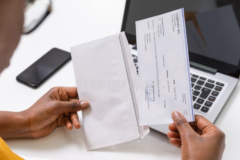 American African Holding Paycheck Stock Image - Image of paycheck ...
