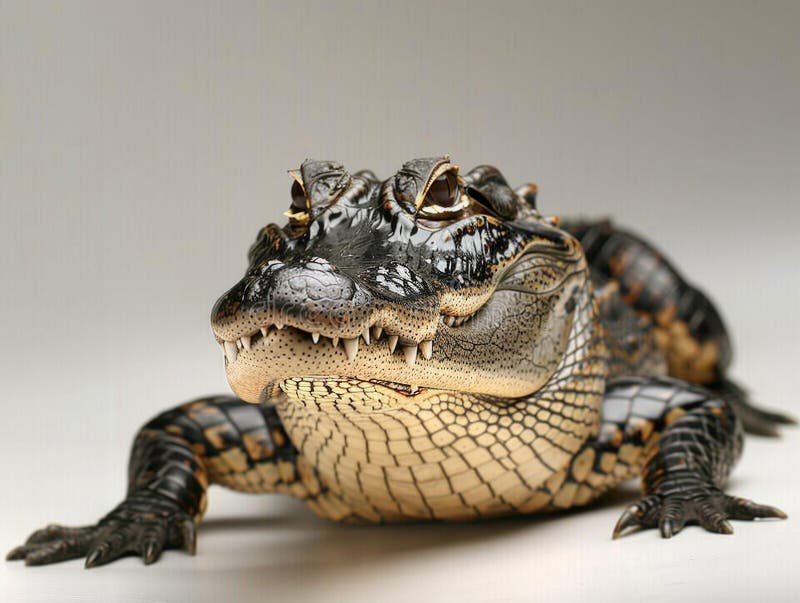 American Alligator Exhibits Its Rough Skin and Sharp Teeth while Lying ...