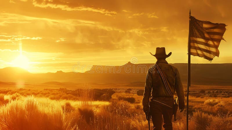 American from Another Time and His Flag Stock Image - Image of country ...