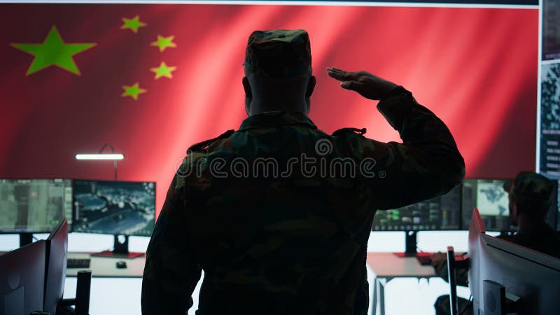 American Army Working in a Command Post with Green Screen Stock Photo ...