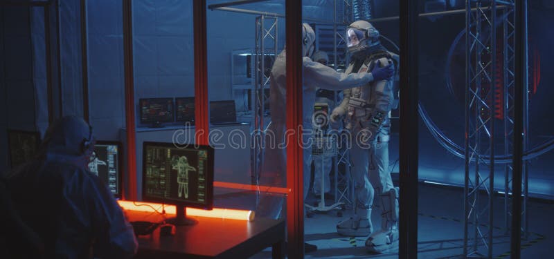 American Astronaut Testing Spacesuit Mobility Stock Image - Image of ...