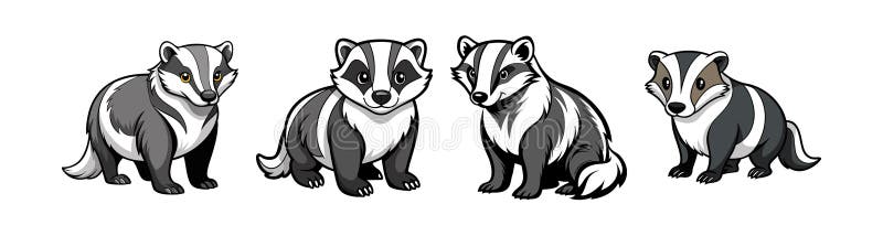 American Badger Coloring Animal Illustration Stock Vector ...