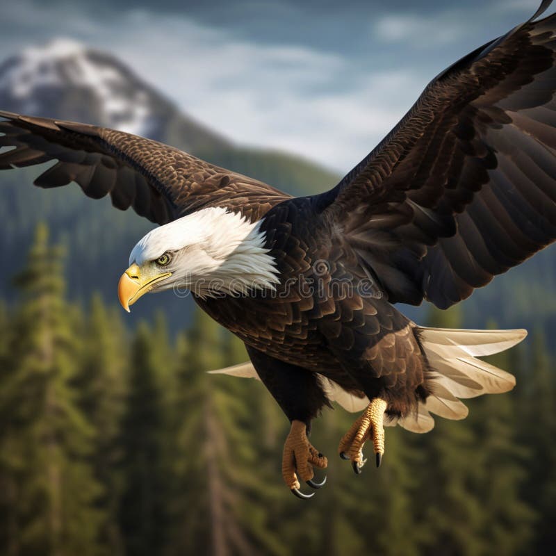 An American Bald Eagle Flies Head Down Stock Photo - Image of predatory ...