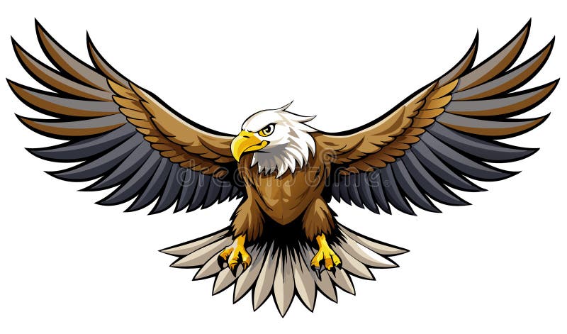 American Bald Eagle Flying with Outstretched Wings in Bold Vector Style ...