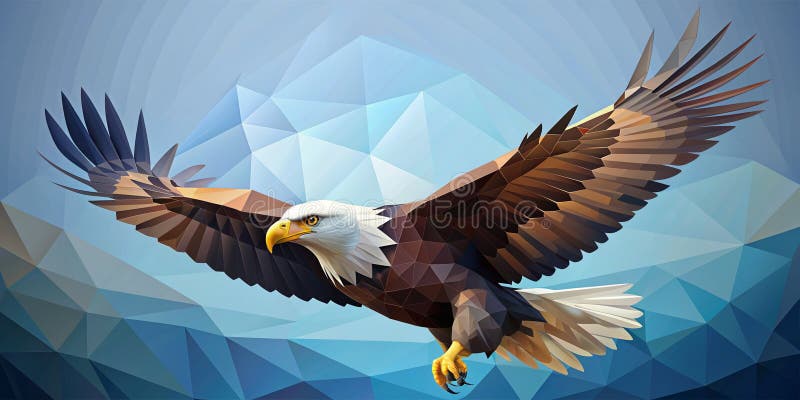 American Bald Eagle Soaring Low Polygon Bald Eagle Generative AI Stock ...