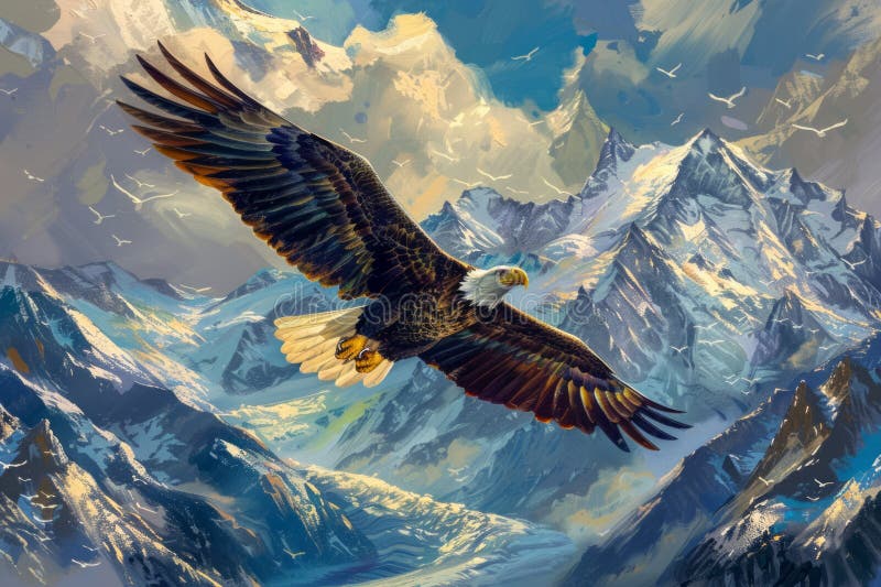 Bald Eagle Flying and Gliding Slowly and Majestic on the Sky Over High ...