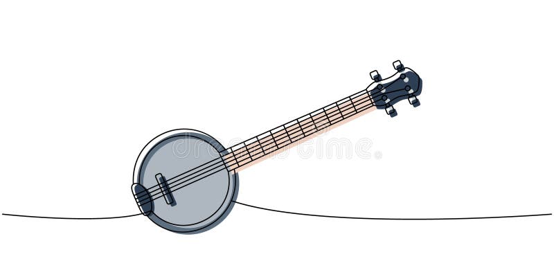 American Banjo, String Guitar One Line Continuous Drawing. Musical ...