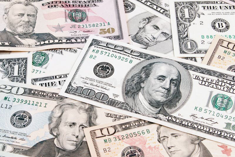 American Banknotes and Coins Stock Image - Image of credit, american ...
