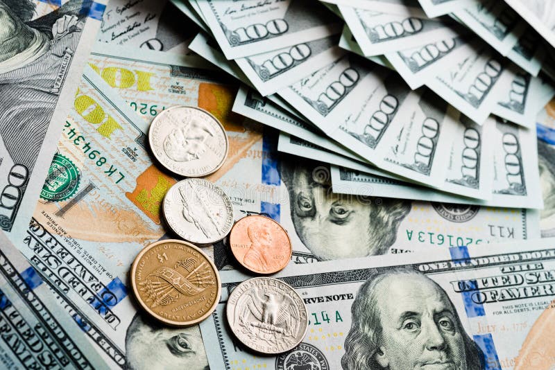 American Banknotes and Coins Stock Image - Image of cents, loan: 51866699