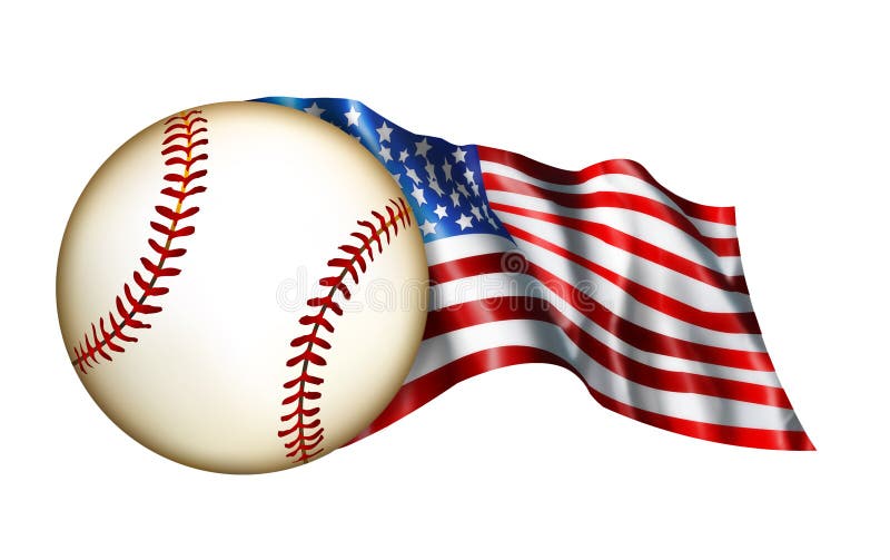 Baseball with American Flag Stock Illustration - Illustration of corner ...