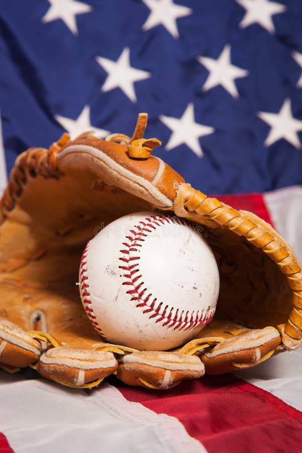 Baseball Glove, Ball & USA Flag - Vertical Stock Image - Image of ...