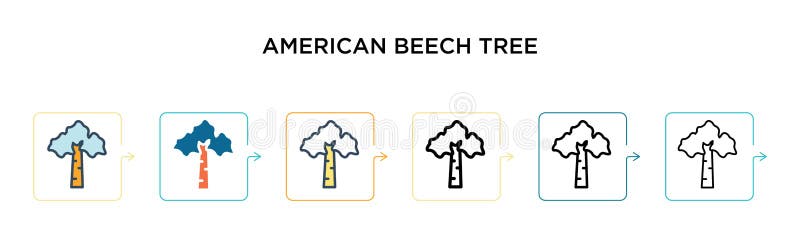 American Beech Tree Vector Icon in 6 Different Modern Styles. Black ...