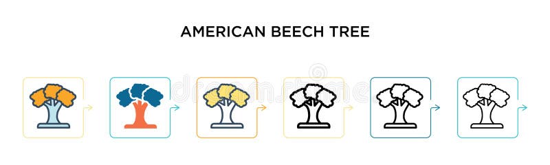 American Beech Tree Vector Icon in 6 Different Modern Styles. Black ...