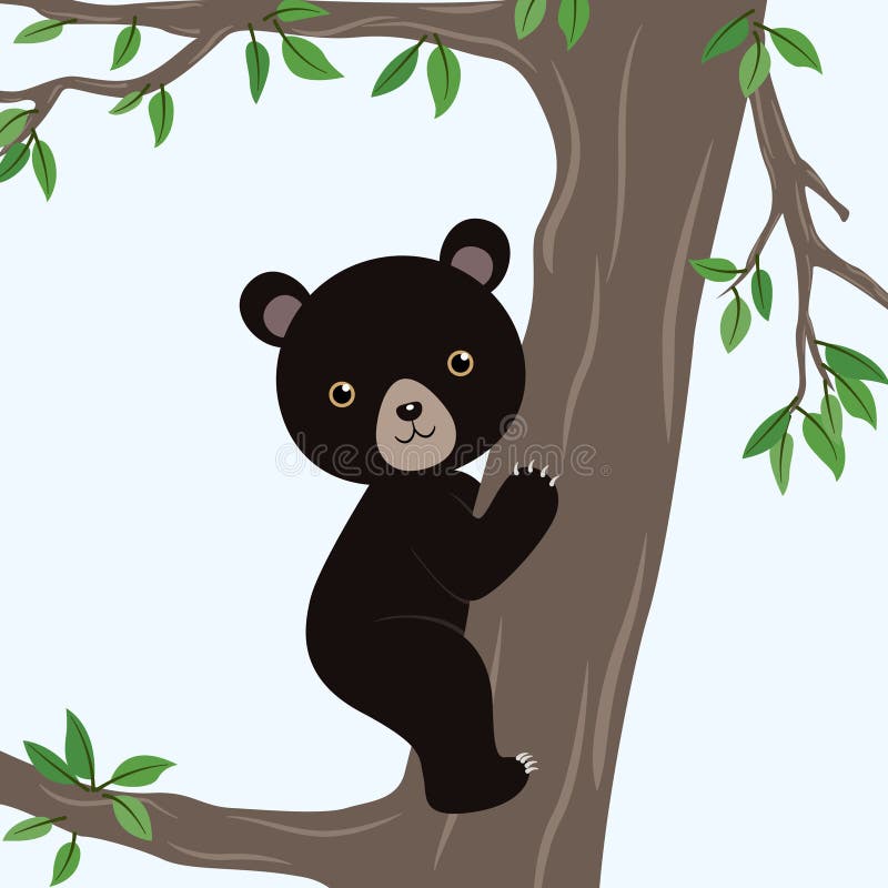 American Black Bear in a Tree Stock Vector - Illustration of america ...
